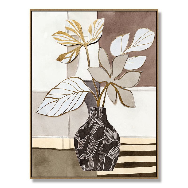 Golden Leaves Hand Painted Canvas - Wowart